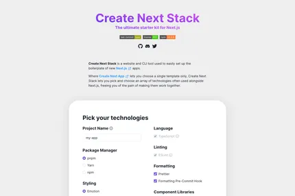 Create Next Stack